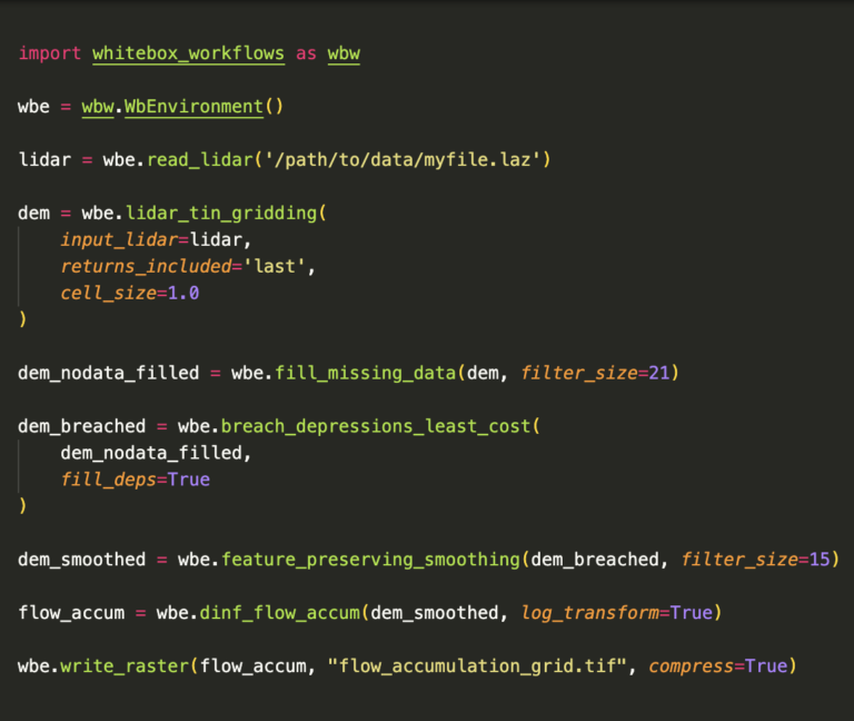 Geoprocessing with Whitebox Workflows for Python